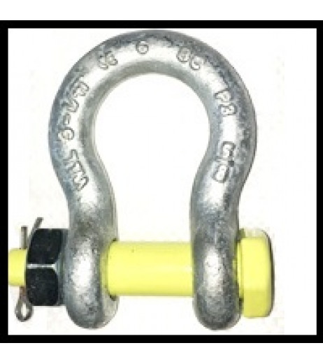Yellow Pin Bow Shackle with Safety Bolt | Economy Shackles