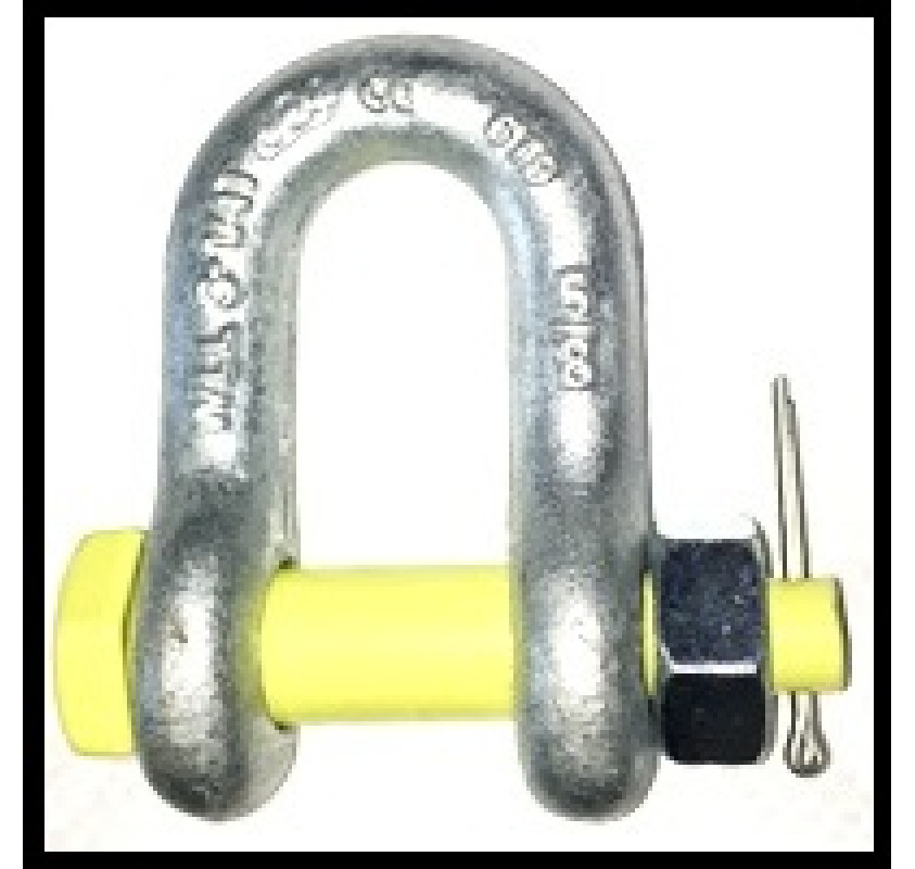Yellow Pin D Shackle with Safety Bolt | D Shackles | Lifting Gear Direct