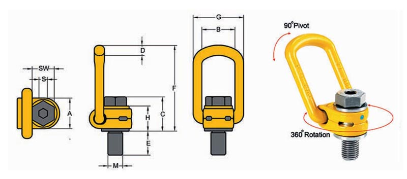 Yoke Metric Thread Swivel Eye Bolt | Swivel Eyebolts | Lifting Gear DIrect